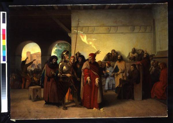 The Milanese consuls tear and trample the decree of Barbarossa, 1859 ...
