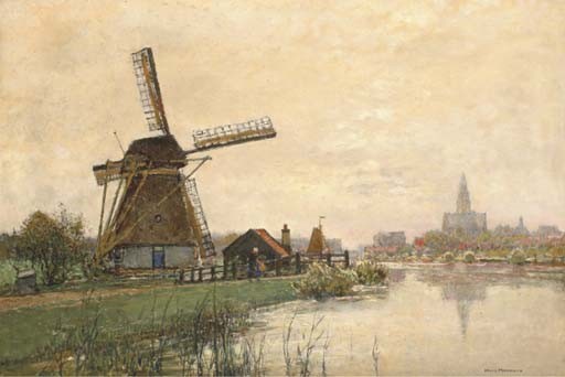 Windmill by the Vliet, The Hague - Hans Hermann - WikiArt.org