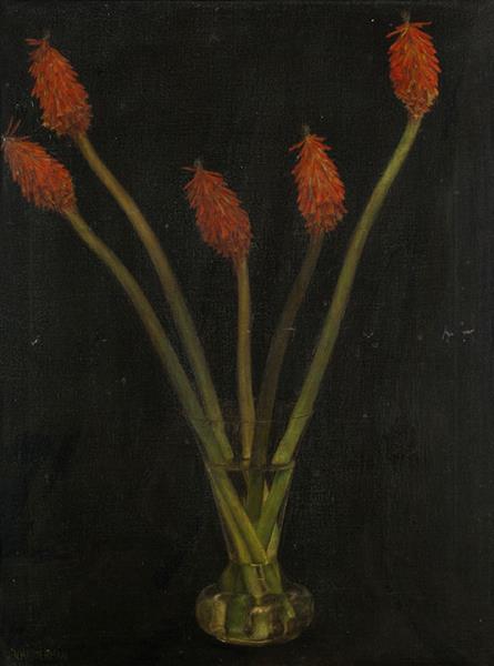 Kniphofias in Glass Vase, 1928 - Nola Hatterman - WikiArt.org