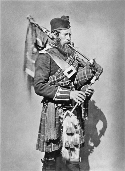 Portrait of Pipe Major John Macdonald, 72 Highlanders, with Bagpipes, c ...