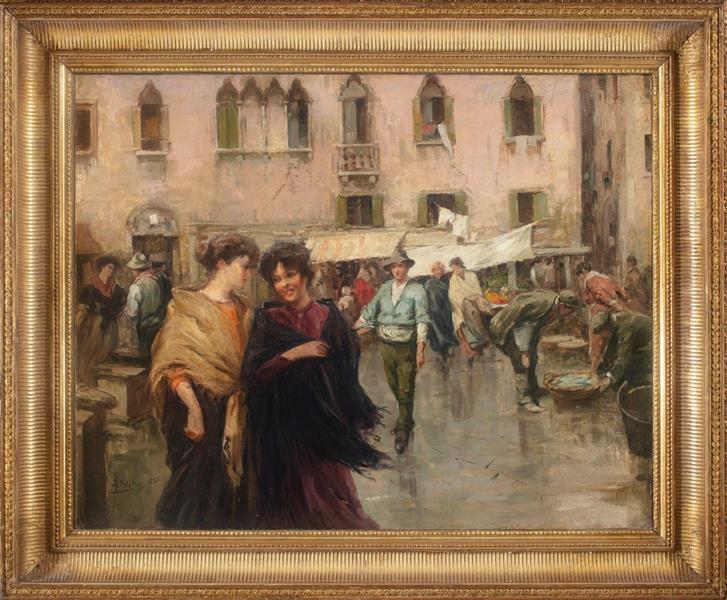 The market, 1895 - Alessandro Milesi - WikiArt.org